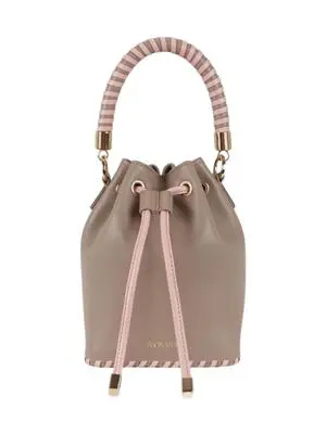 SAONARA BRAND Saonara Mini Bucket Bag Taupe Leather - Black