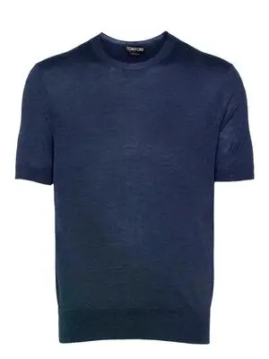 TOM FORD Fine-guage Short-sleeve T-shirt Blue