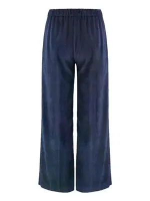 F.IT Ribbed Knit Wide Leg Trousers - Blue