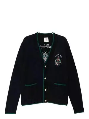 Casablanca Logo Embroidered Cardigan - Blue