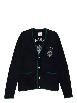 Casablanca Logo Embroidered Cardigan - Blue