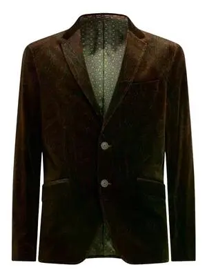 Etro Single-breasted Stretch Cotton Velvet Jacket With Arnica Motif - Brown