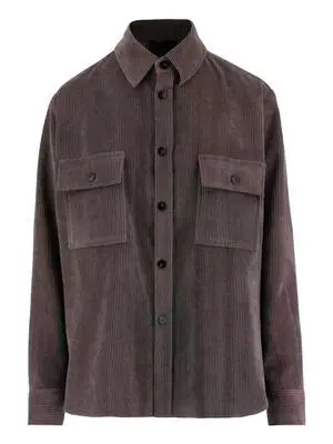 F.IT Corduroy-effect Flap-pocket Shirt Brown