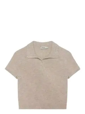 SIMKHAI Simkhai Twila Short-Sleeve Cashmere Polo Shirt