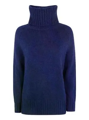 BASE Turtleneck Raglan-sleeve Sweater - Blue