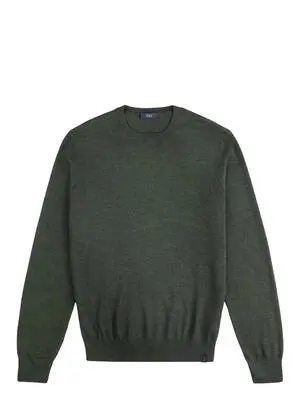 FAY Crew Neck Ribbed Trim Sweater - Green