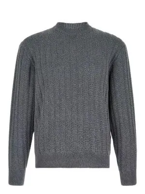 BOSS Textured Knit Cotton Sweater - Grey