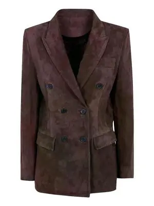 Seventy Double-breasted Suede Jacket - Brown
