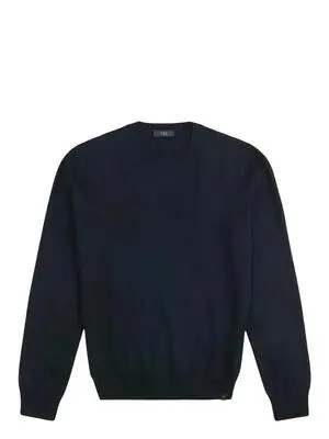 FAY Crew-neck Fine Knit Wool Sweater - Blue