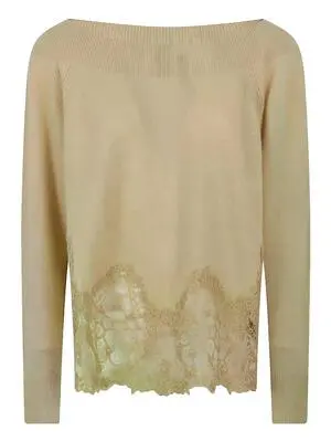 Ermanno Scervino Lace-trimmed Cashmere Sweater - Neutrals
