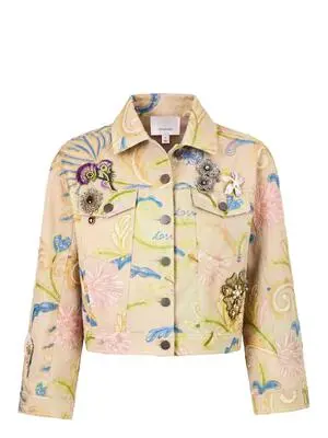 Cinq À Sept Cinq A Sept Addie Cropped Embroidered Jacket Neutrals