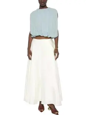 ABADIA Abadia Sleeveless Blouse With Draped Design Blue