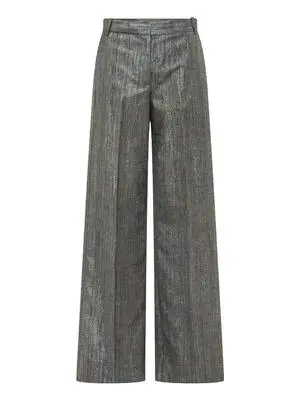 Pinko Metal Wool-blend Palazzo Trousers - Grey