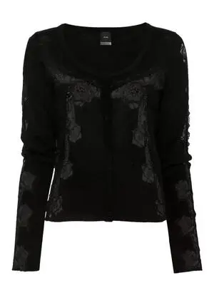 PINKO PINKO Lace-Panelled Wool Button-Up Sweater