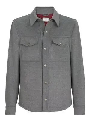 Brunello Cucinelli Lightweight Virgin Wool Cloth Shirt-style Outerwear Jacket - Grey
