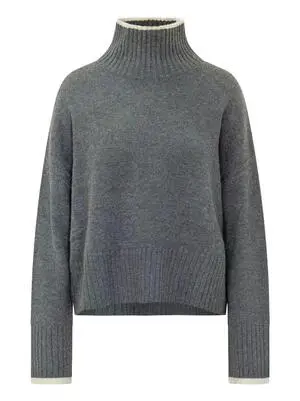 Pinko Ribbed-knit High-neck Wool Sweater - Grey