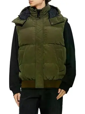 Balmain Quilted Hooded Vest - Green