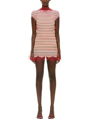 Christopher Esber Striped Lace-trim Mini Dress - Red