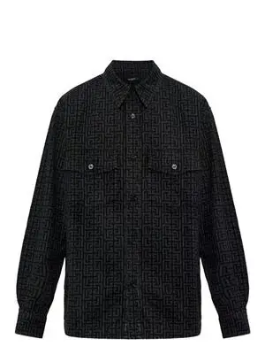 Balmain Monogram-print Denim Shirt - Black
