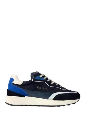 Paul Smith Navy Leather Aston Trainers With Vibram Soles - Blue