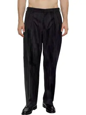 Paul Smith Pinstriped Pleated Wool Trousers - Grey