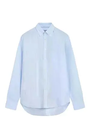 Canali Vertical-stripe Button-down Shirt - Blue