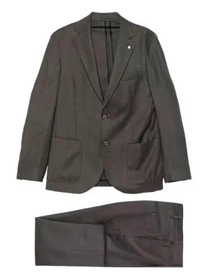 LUIGI BIANCHI MANTOVA Single-breasted Notched-lapels Suit - Grey