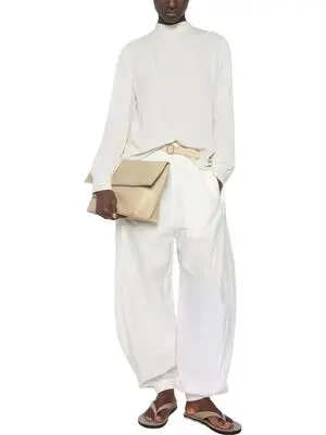 Giorgio Armani High-neck Silk Blouse With Tie Back - Neutrals