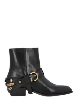 Pinko Leather Ankle Boots With Buckle Detailing - Black
