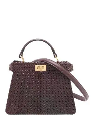 FENDI Fendi Woven Leather Peekaboo Satchel