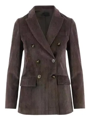 F.IT Double-breasted Corduroy Blazer - Brown