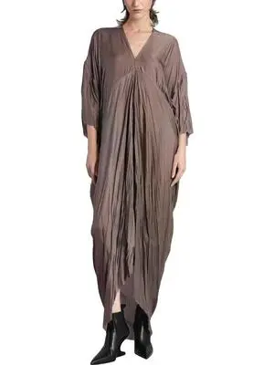 Rick Owens Rick Owens Tommy Gathered Draped Maxi Dress Brown