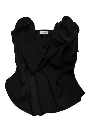 Magda Butrym Draped Corset Top With Floral Appliqu - Black