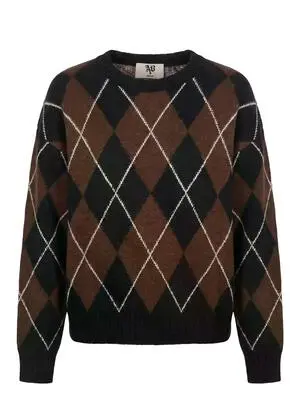 ANIYE BY Rebby Argyle-knit Crew Neck Sweater - Black