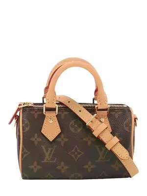 LOUIS VUITTON Monogram Nano Speedy Bandouliere Satchel - Brown