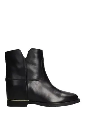 VIA ROMA 15 V-neck Leather Boots - Black