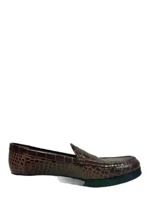 Manolo Blahnik 2020s Ralone Croc-effect Leather Loafers - Brown