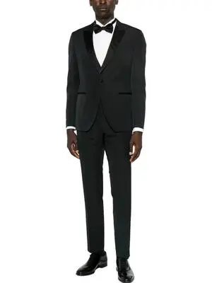 BOSS Satin-lapel Three-piece Suit - Black