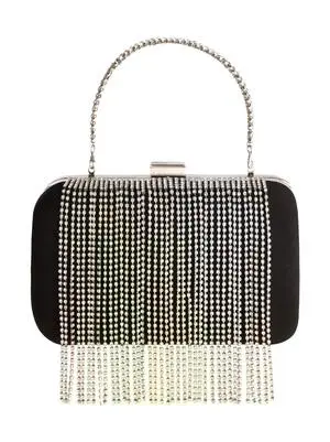GEMY MAALOUF Crystal Fringe Clutch Bag - Black