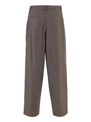 DARKPARK Houndstooth Pattern Pleated Trousers - Brown