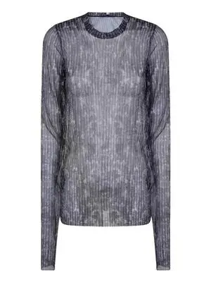 MARIA CALDERARA Sheer Graphic Print T-shirt - Black