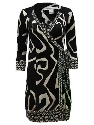 DIANE VON FURSTENBERG Diane Von Furstenberg Vintage Abstract Print Silk Wrap Dress