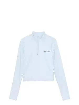 SPORTY & RICH Logo Print Quarter-zip Top - Blue