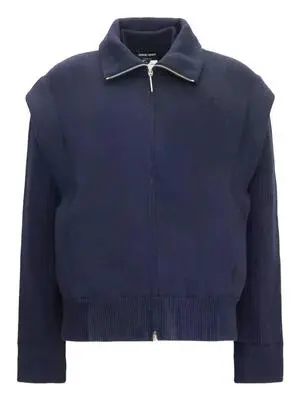 Giorgio Armani Ribbed-knit Panelled Jacket - Blue