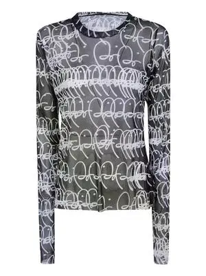 MARIA CALDERARA Maria Calderara Graphic Print Mesh T-Shirt