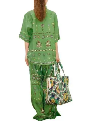 ALEMAIS Sun Dancer Wide Leg Linen Pants - Green