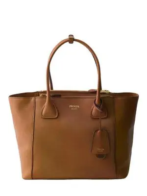 Prada Large Leather Tote Bag - Brown