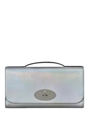 Mulberry Mulberry Lily Metallic Lizard Effect Clutch Bag Silver