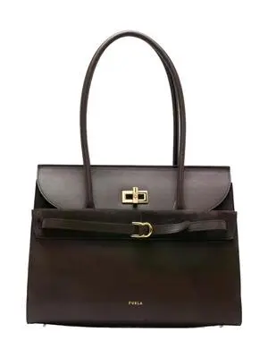 Furla Furla Buckle Detail Leather Tote Bag Brown