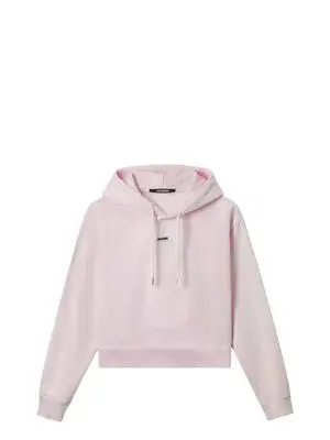 Jacquemus Logo Patch Cotton Hoodie - Pink